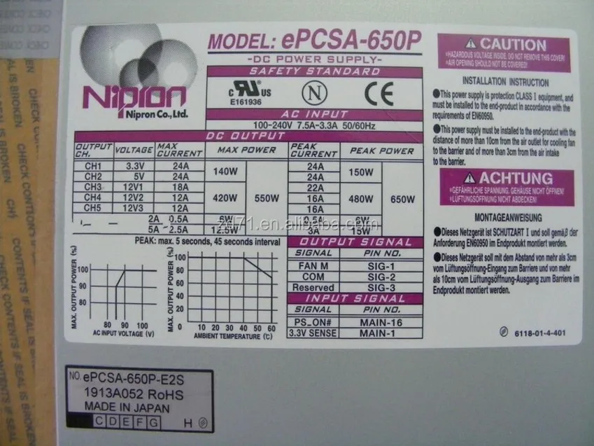 Epcsa-650p Epcsa-650p-e2s 650w Medical Power Supply Psu Well Tested ...
