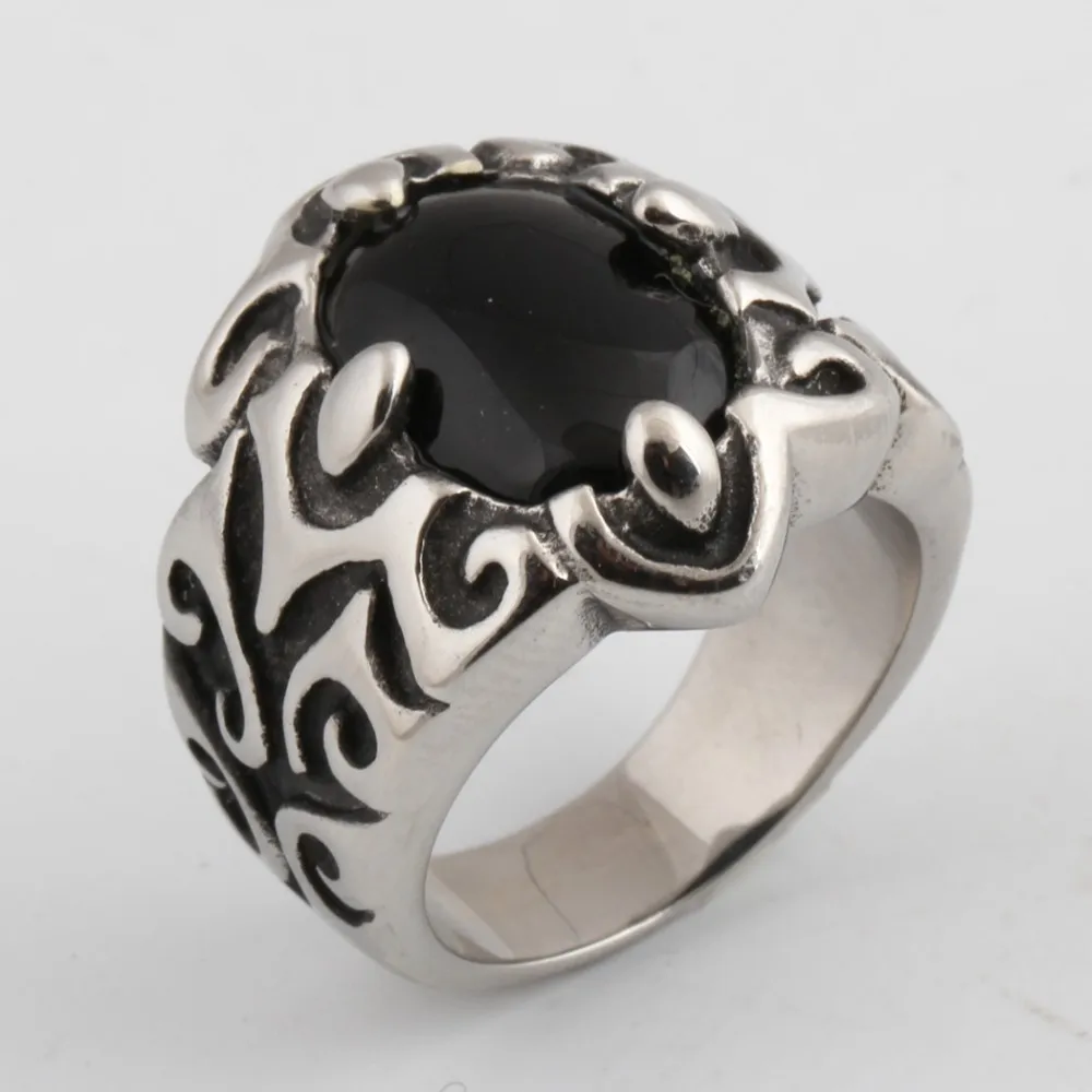 Men's Cz Gothic Crown Rings Vintage Style 316l Stainless Steel High ...