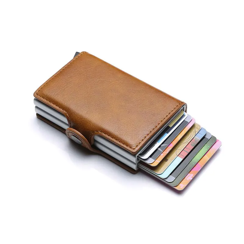 Factory New Design Pu Leather Pop Up Card Wallet With Double Aluminium ...