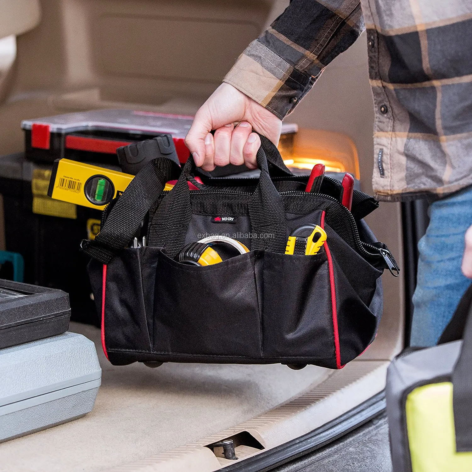 12-inch Shoulder Strap Close Top Wide Mouth Salf Storage Carry Tool Bag ...