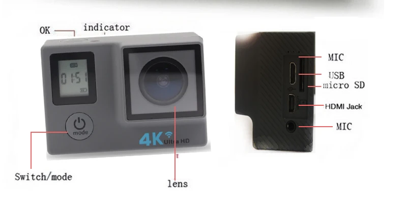 Trending Products Rohs 4k Video Action Camera With 16mp Hd Digital ...