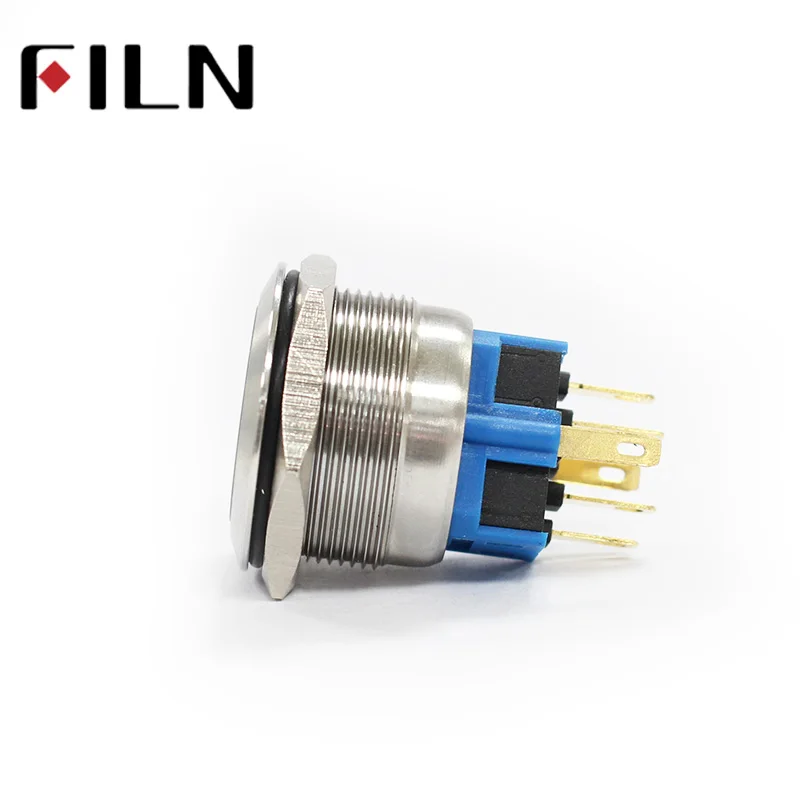 25mm 6v 12v 24v 220v Blue Ring Led Light Momentary Push Button Switch ...