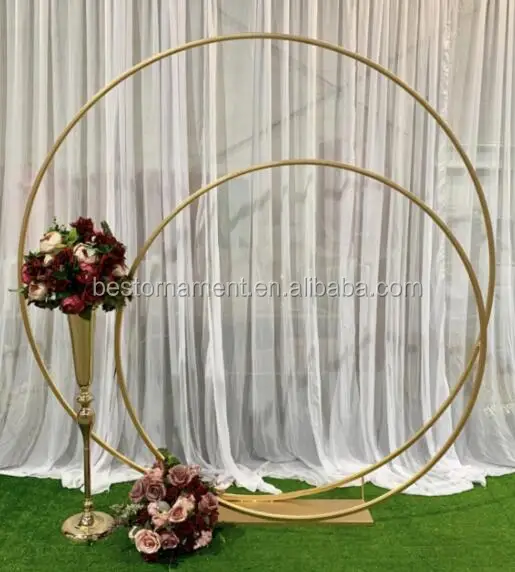 2 Meters Gold Wedding Metal Arch Frame Stage Decoration Round Wedding ...