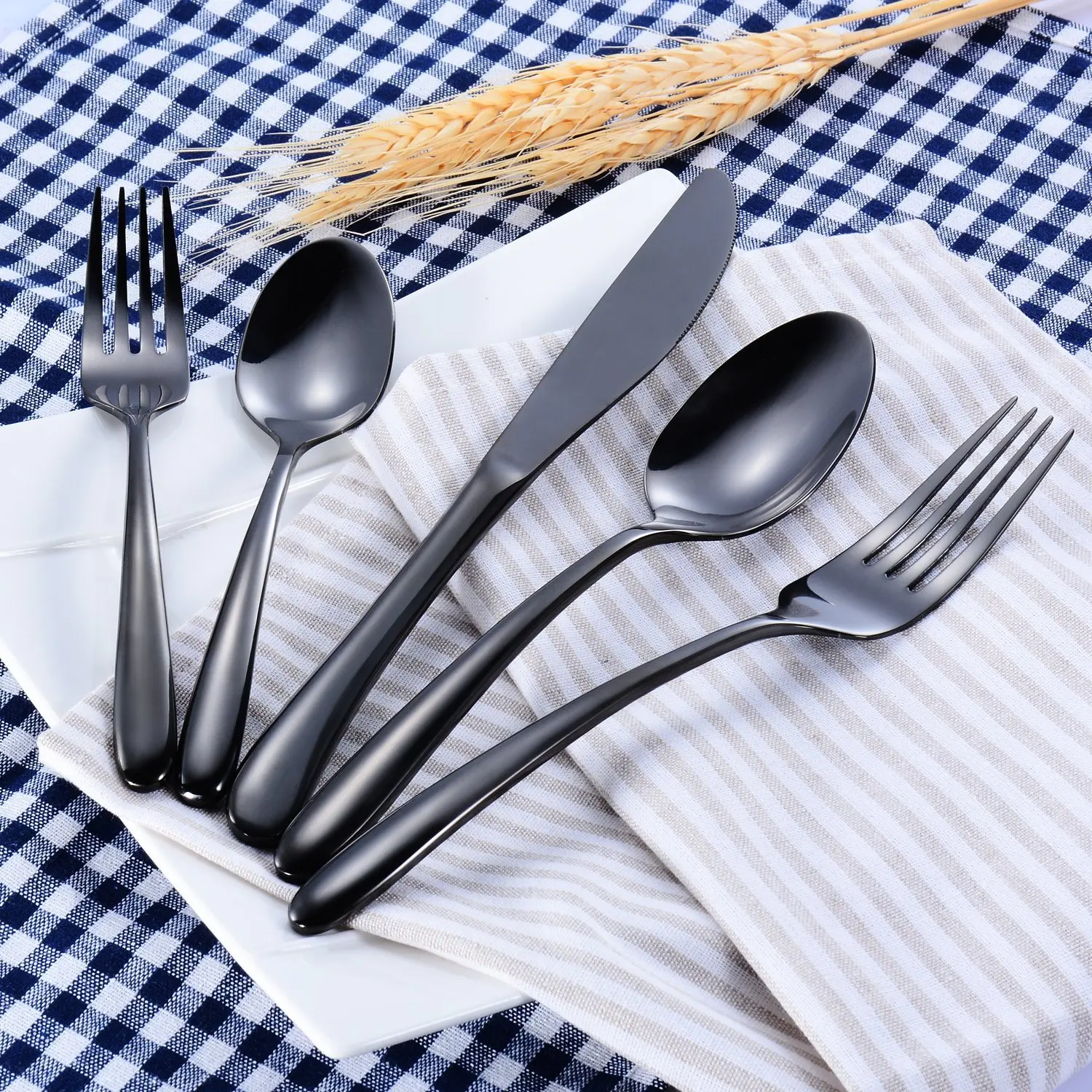Buffet Tableware Stainless Steel Flatware Sets Pvd Coating Black Steel ...