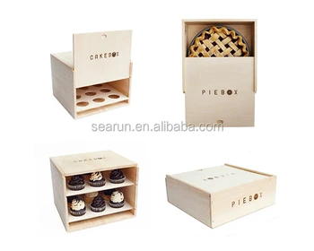 2 Layers Wooden Cake Packaging Box Wood Bakery Food Pie Storage Box ...