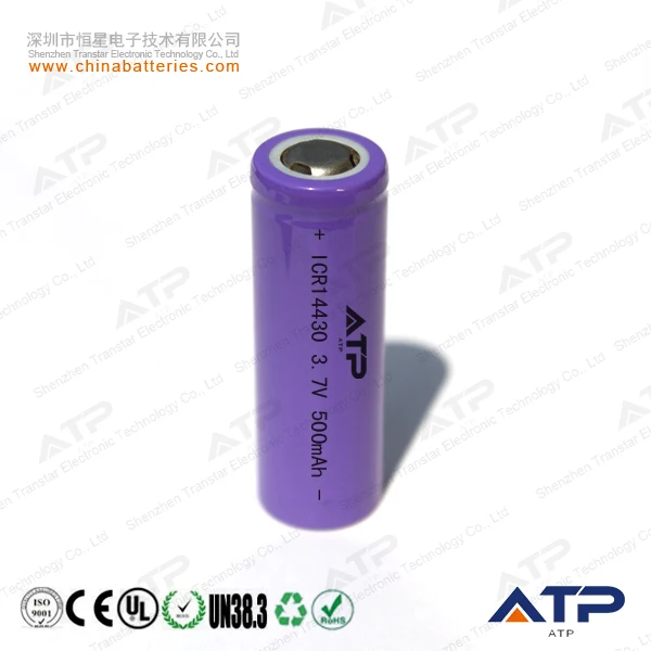 14430 Li-ion Battery 3.7v 500mah / 3.7v Icr 14430 Li-ion Rechargeable ...