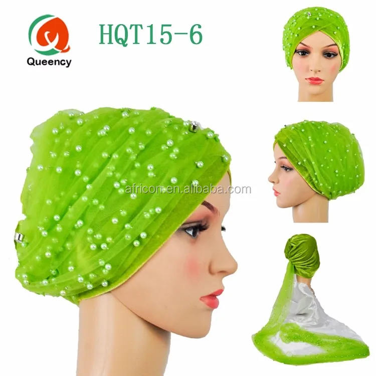 Hqt15 Queency New Gorgeous Design Velvet Hat African Turbans Cap With