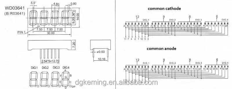 KEM-3641-BSR 0.36 Inch FND 4 Digit 7 Segment Display LED