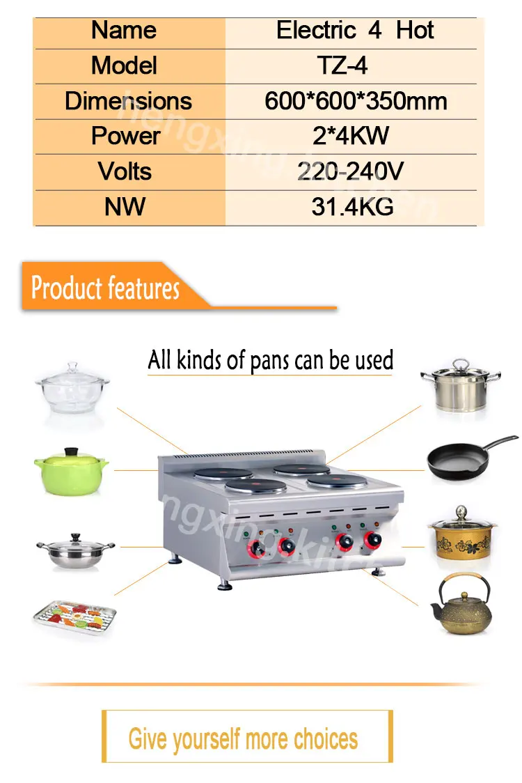 Restaurant Kitchen Equipment 4 Burner Electric Hot Plate/stainless ...