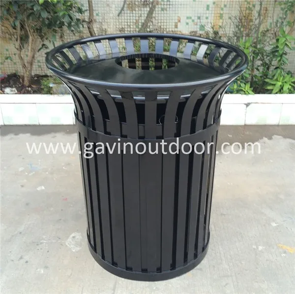 Durable Powder Coated Steel Street Trash Bins for Outdoor