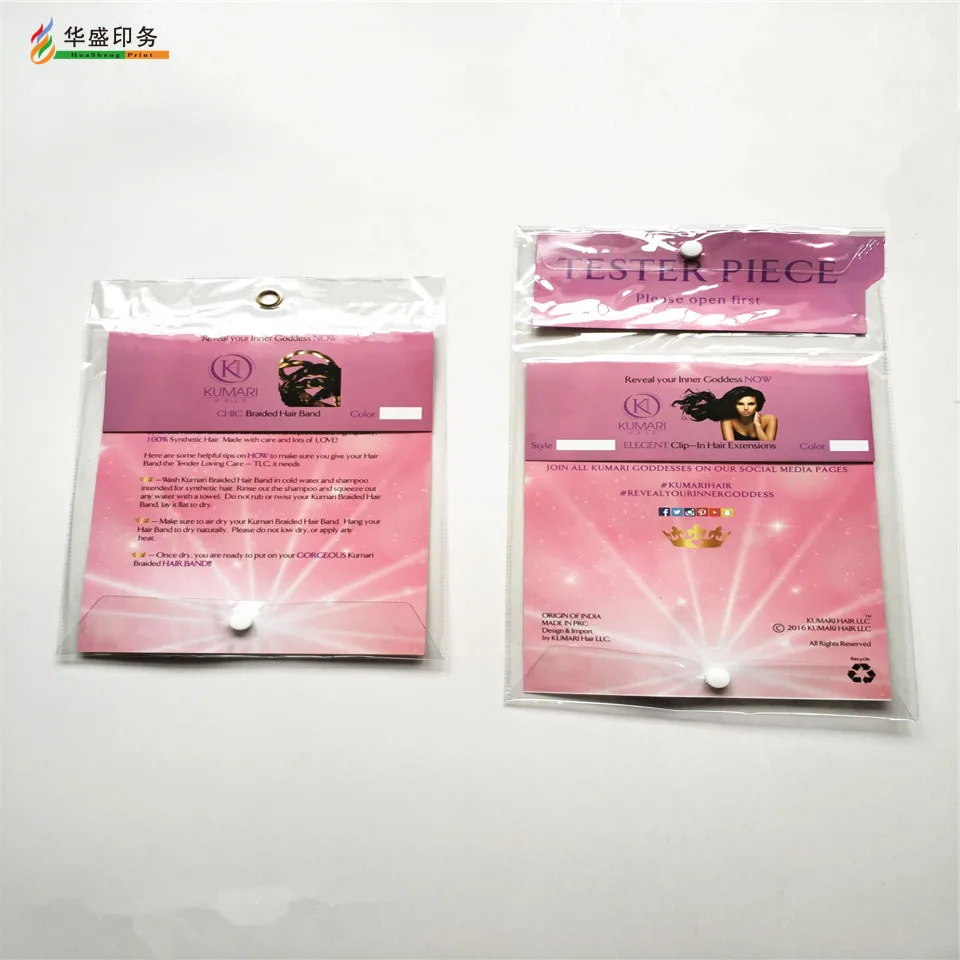Custom Clear Pvc Plastic Hair Extensions Packing Bags With Snap ...