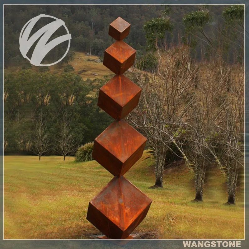 Large Rusted Cube Metal Corten Steel Garden Sculpture - Buy Rusted ...
