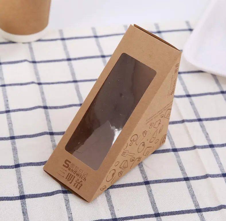 Custom Triangular Kraft Paper Sandwich Boxes - Eco-friendly