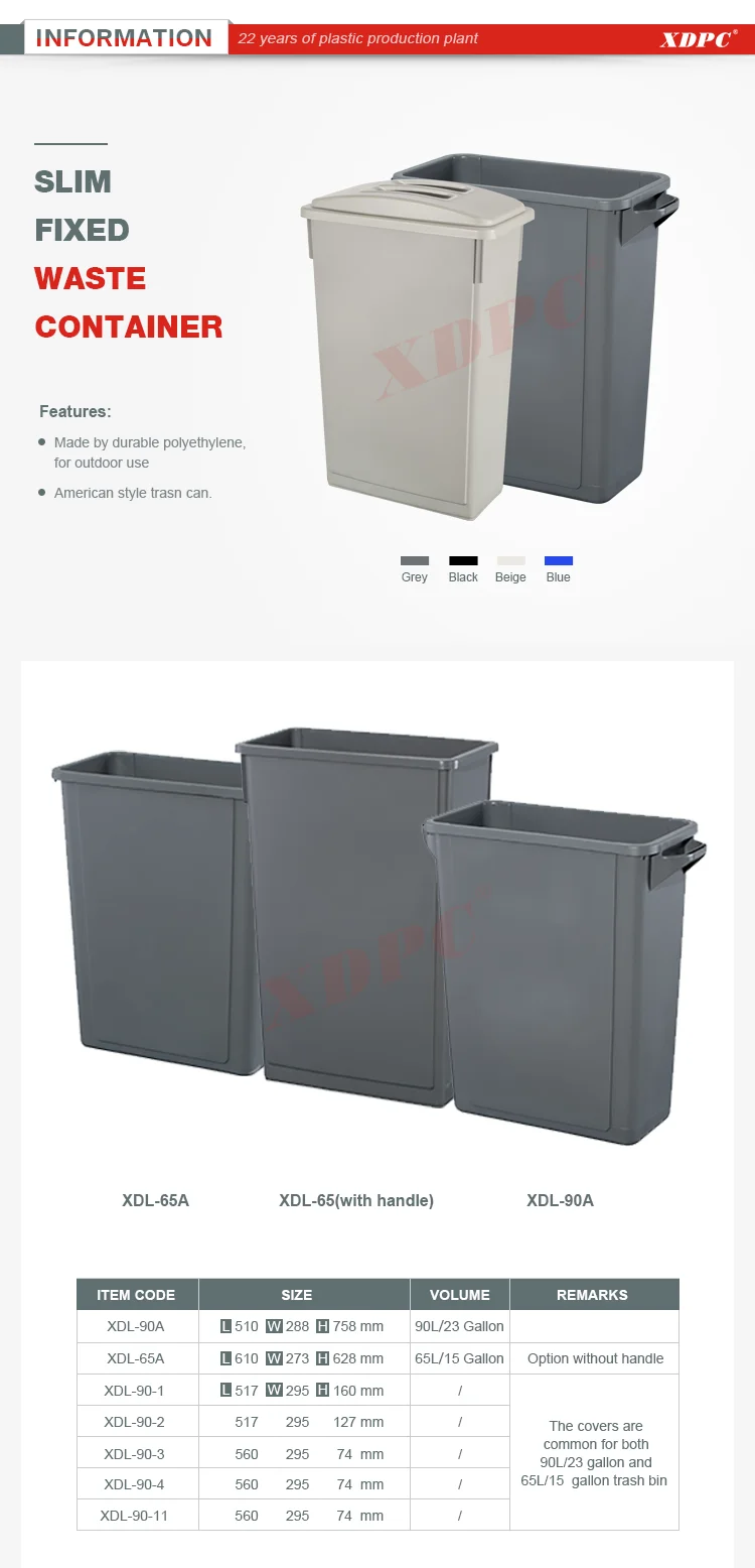 Durable 90l Bucket Dust Bin Plastic Waste Trash Bins - Buy 90 Liter ...