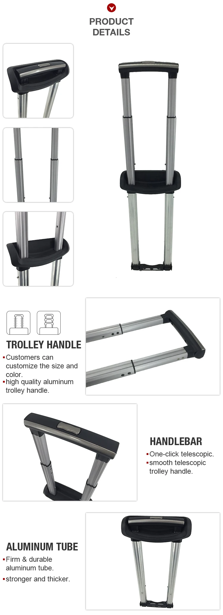 Trolley Parts Retractable Suitcase Luggage Telescopic Handle - Buy ...