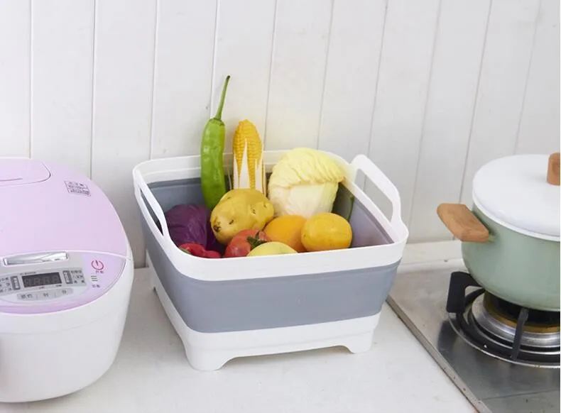 Fruits And Vegetables Washing Bucket Silicone Collapsible Sink - Buy ...