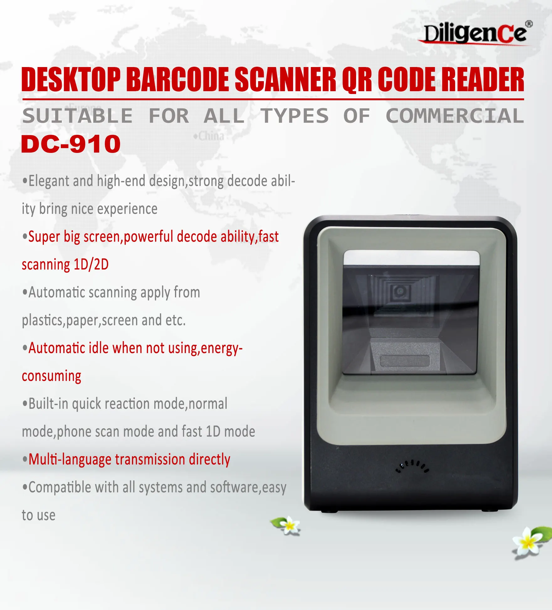 Supermarket Laser Table Qr Code Scanner Cmos Auto Sleep Hand-free ...