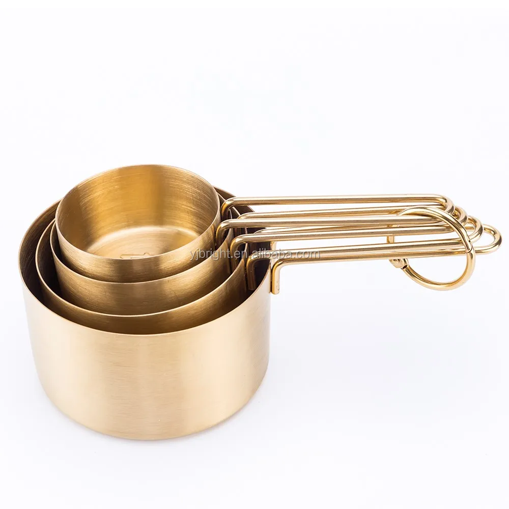 Gold Colour Titanium Coating Stainless Steel Measuring Cup and Spoon Sets