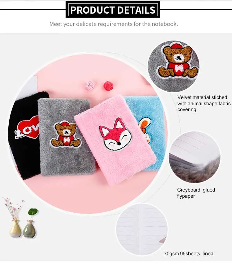 Custom Design Stationary Gift Set Color Printing Cute Fluffy Notebook ...
