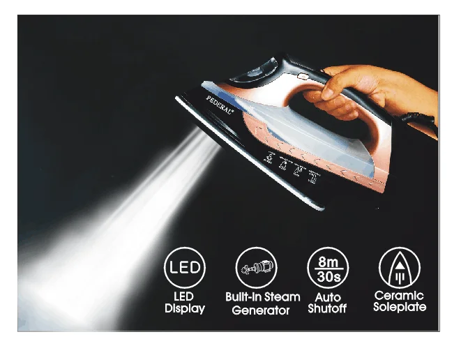 Smart Steam Iron with LCD Display - Auto Shut off Steamer