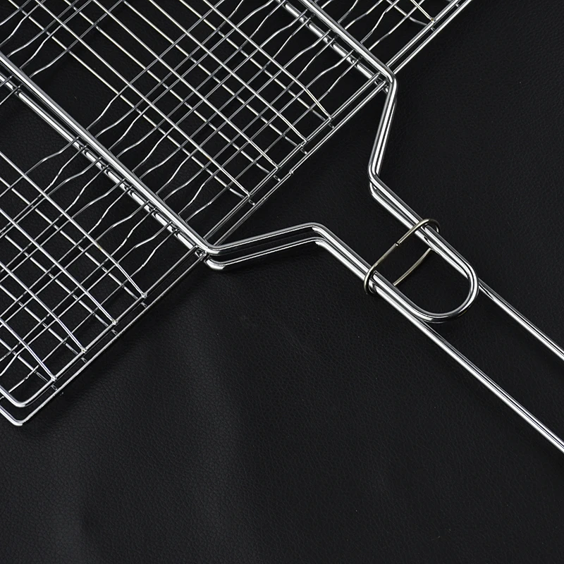 Non-stick Stainless Steel Mesh Baskets Clamp Bbq Tool Grill Party ...