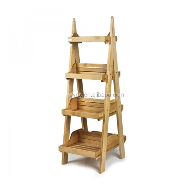High Quality Bakery Wood 4 Layers of Tilted Bread Display Stand