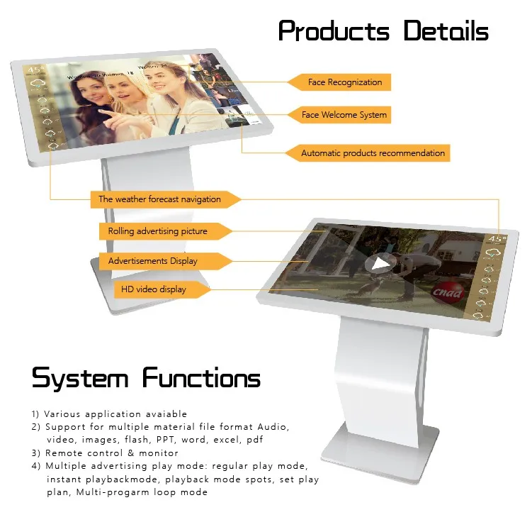 46 Inch Advertising Led Ads Display Screen Floor Standing/video Player ...