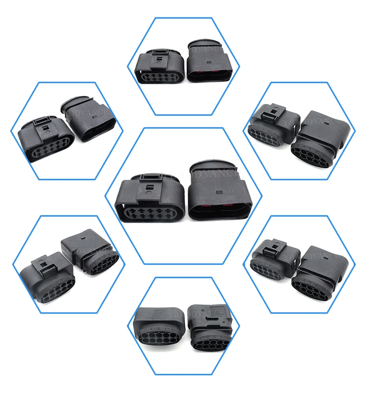 1J0973735 1J0973835 Eléctrico 10 Pines Pbt Fep Macho Hembra Conector ...