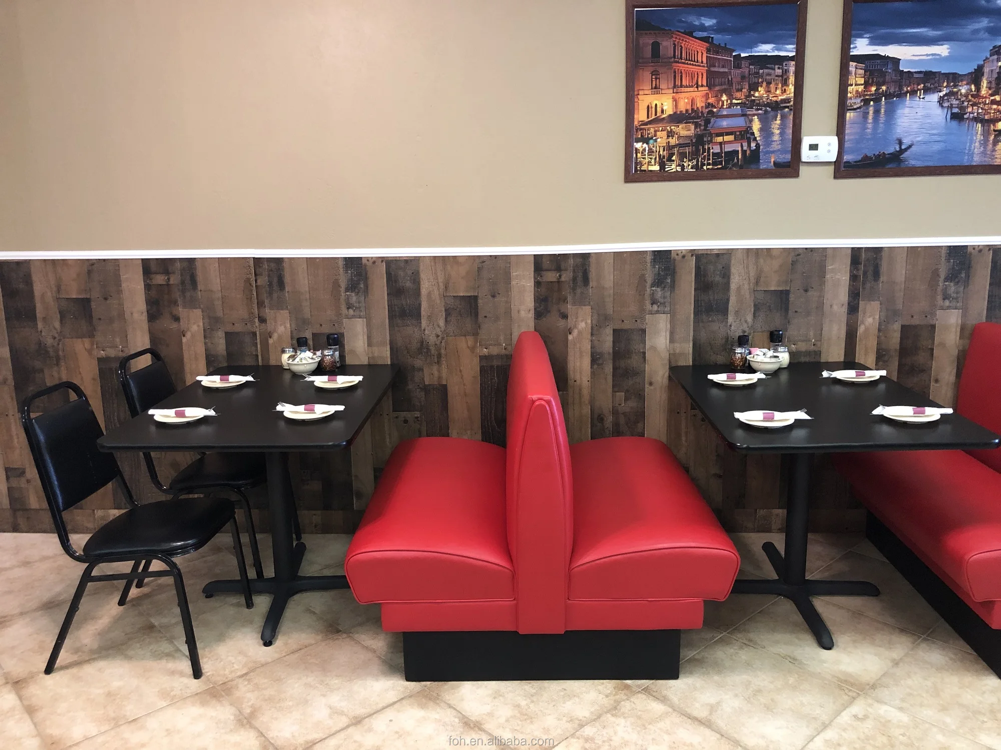 Restaurant Red Leather Double Sides Booth Seating Made in China