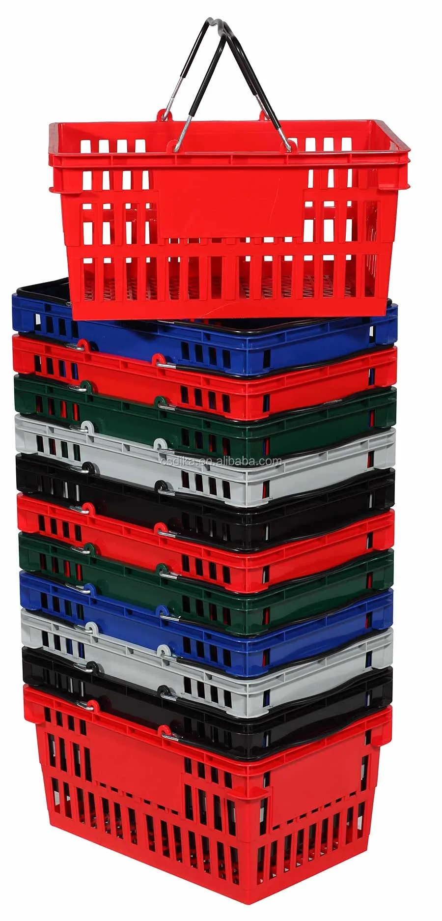 Supermarket Double Handle Plastic Basket - Buy Plastic Shopping Basket ...