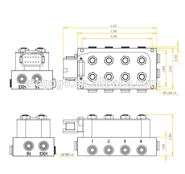 1/4" AA-VU8 Solenoid Valve Block for Air Suspension Control