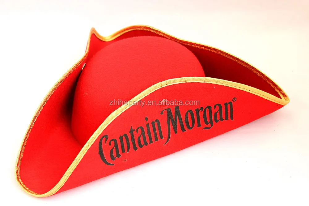 Red Felt Captain Morgan Pirate Hat - Buy Pirate Hats Wholesale,Felt ...