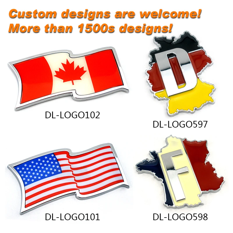 Car Country Flag American Canada Custom 3d Chrome Logo Sticker Chrome ...