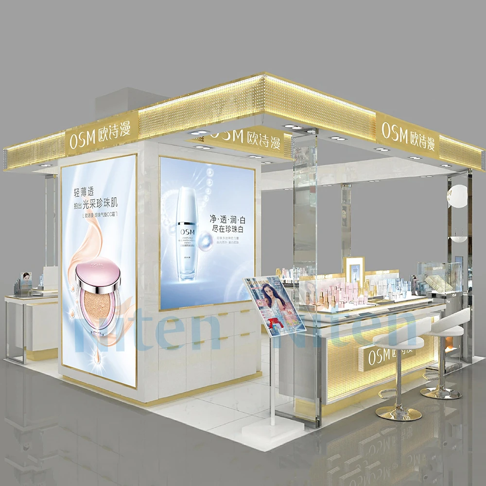 Modern Cosmetic Island Display Showcase And Makeup Rack Stand Design ...
