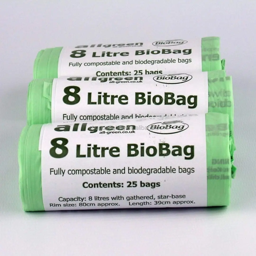 All-green 6 Litre Biobag Compostable Kitchen Caddy Bin Liners,200 Bags ...