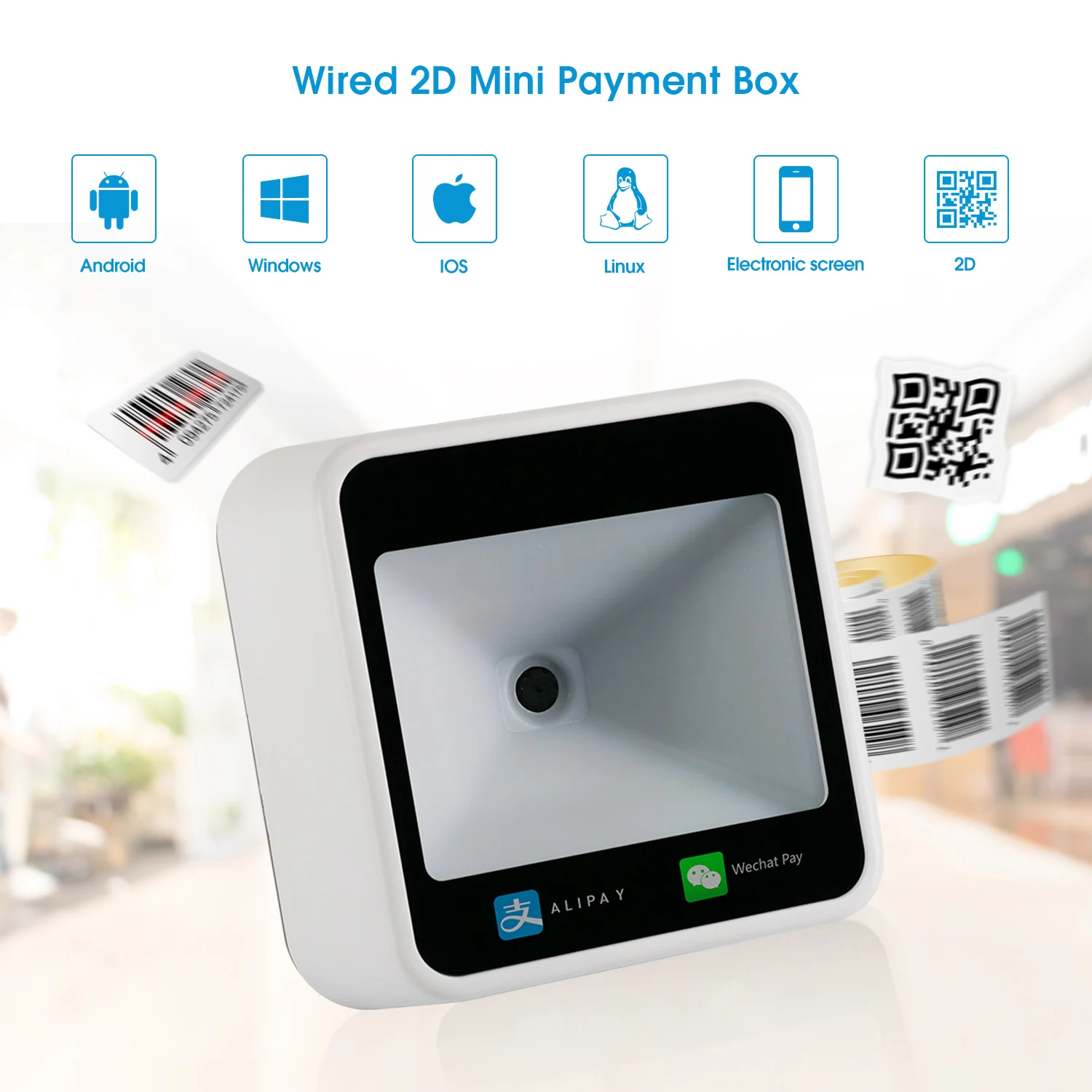 New Style 2d Wall Mounted Desktop Barocde Scanner For E-payment Self ...