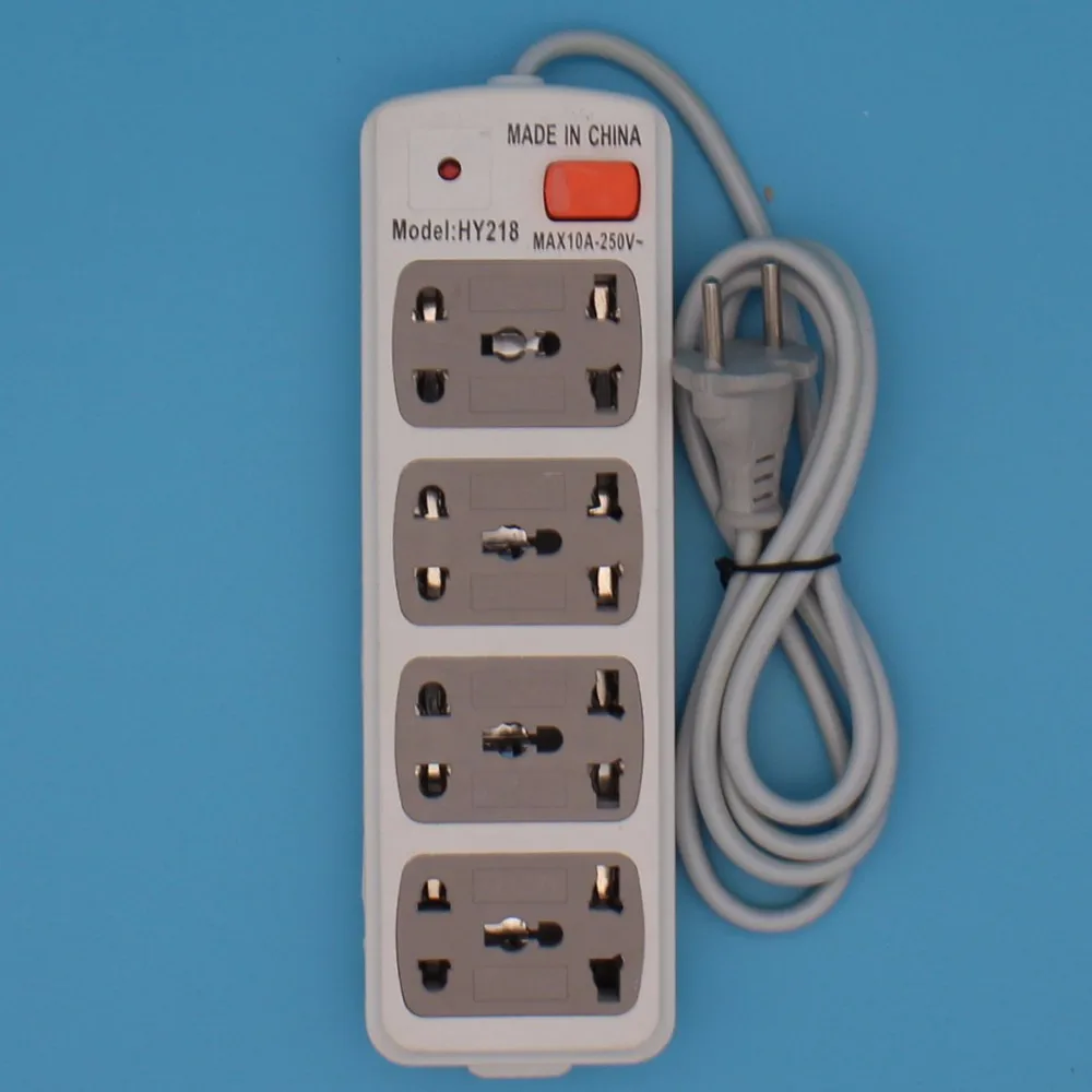 3 Pin UK Standard Extension Socket - 8 Outlets, 2m Cable, Shutter ...