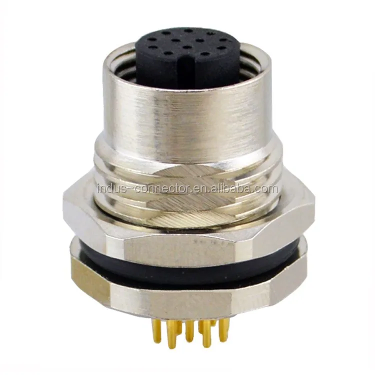 Pcb Mount Female 12 Pin M12 Electrical Wire Connector With Housing ...