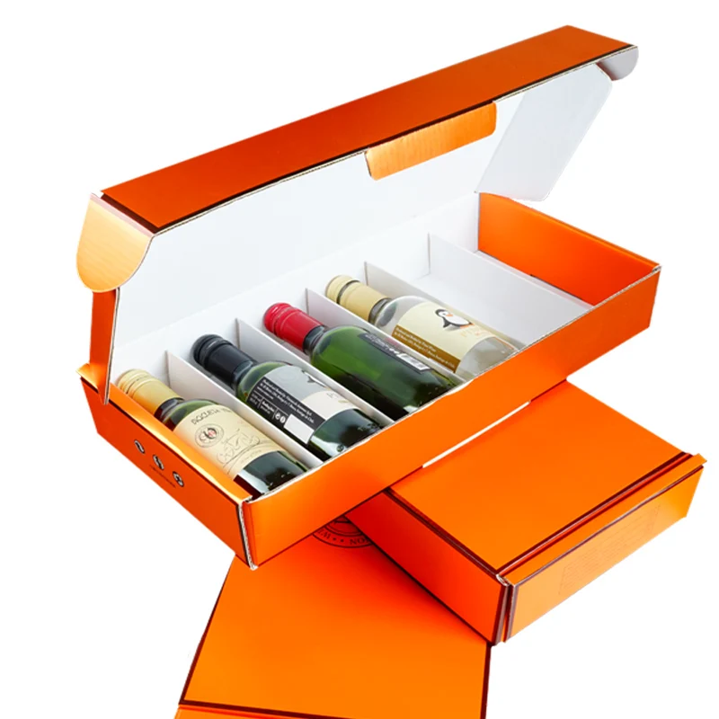 Custom Luxury E Flute Corrugated Wine Glass Bottle Boxes