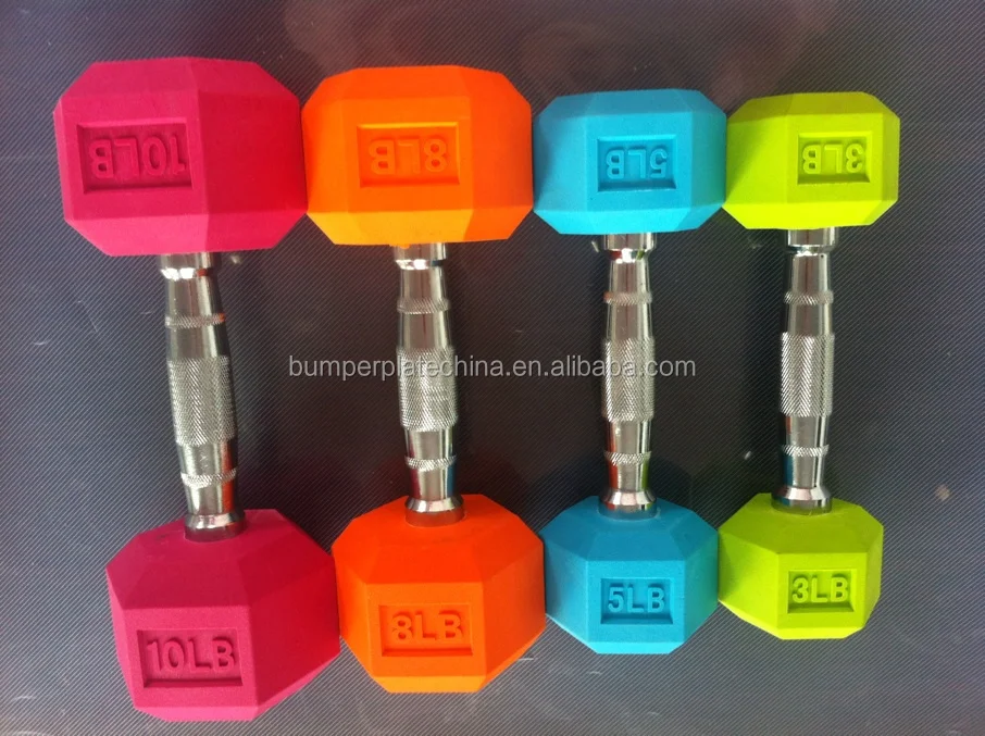 Dumbbell Type Color Rubber Coated Hex Dumbbells - Buy Dumbbells Kg ...