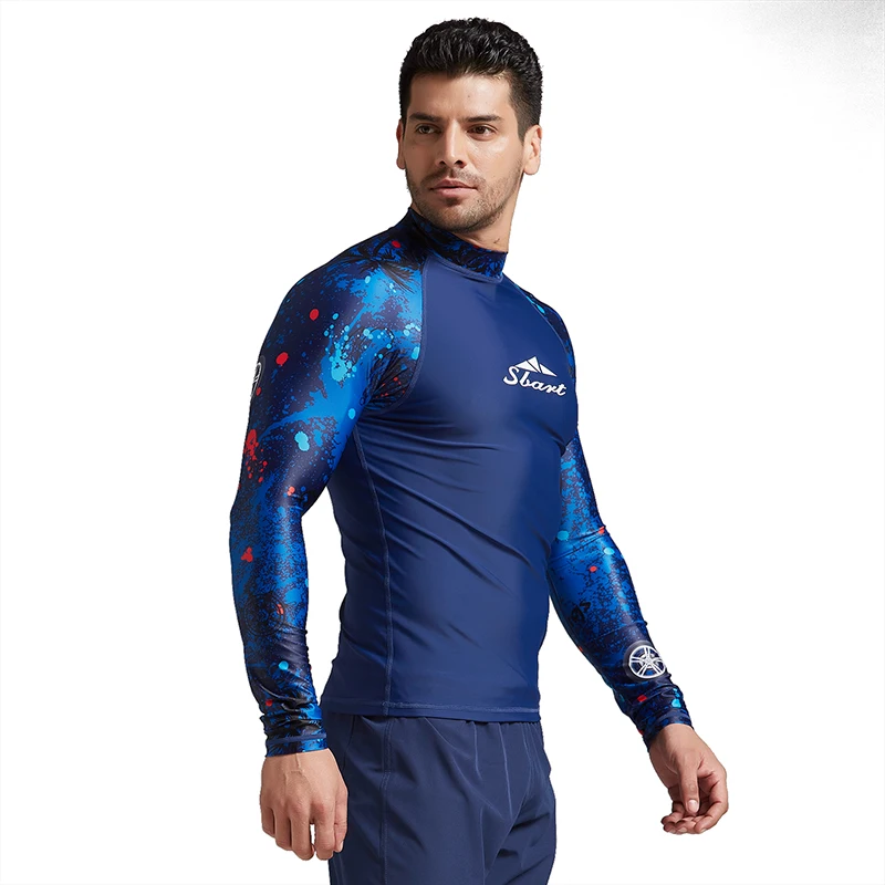 Men Lycra Quick Dry Uv Protection Printed Long Sleeve Surfing Rash ...
