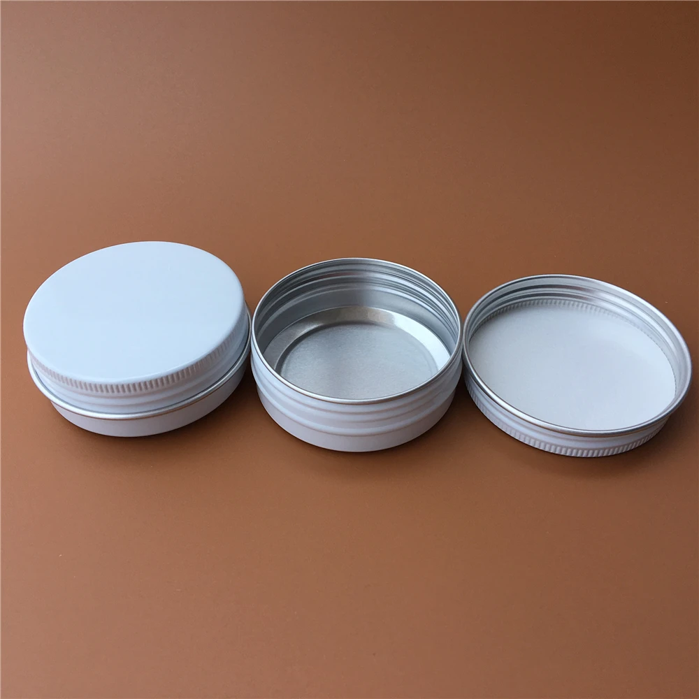 1 0z White Aluminum Metal Container Round Metal Box 30ml Tin Cans Screw ...