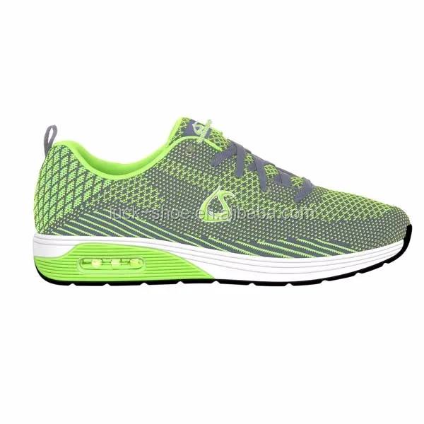 Neon Green Nylon 3d Knit Running Shoes Fashion Cushion Power Sport ...