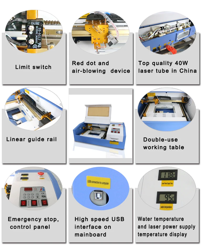 3D Photo Crystal Co2 Laser Glass Engraving Machine 40w K40 Leather ...