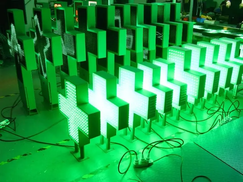 Animation 3d Gif Text Effect Green Color Outdoor Led Cross Pharmacy ...