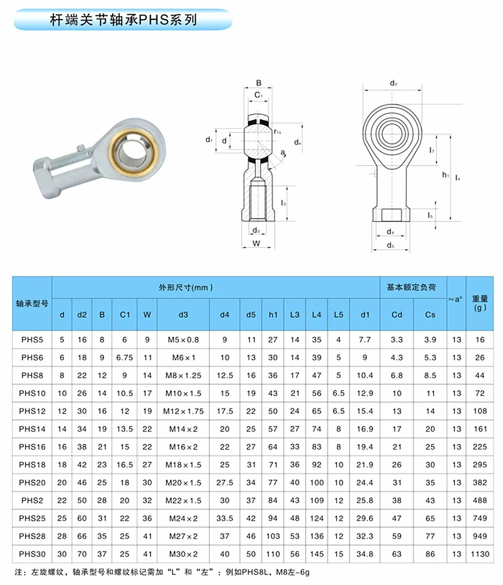Joint Bearing Phs16 Rod End Bearing Phs18 Phs 16-1 - Buy Spherical ...