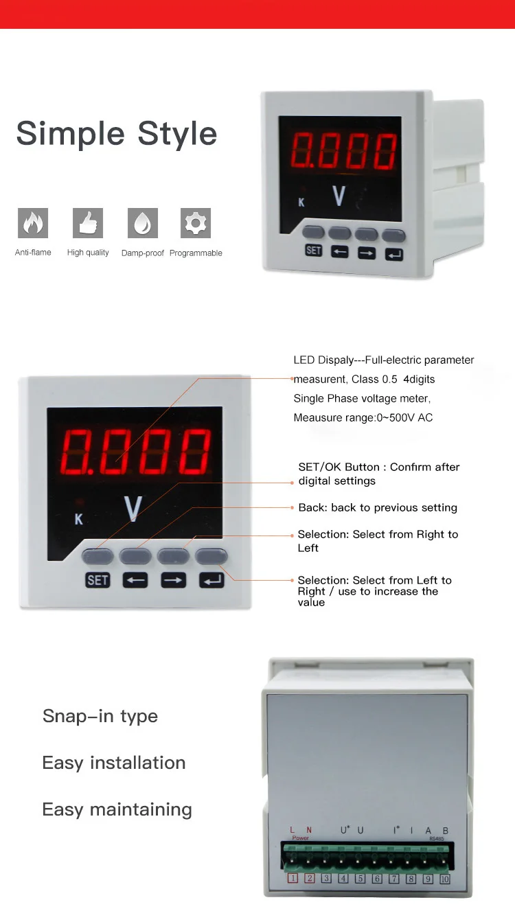 440V Ac Ampere Indicator - Super Mini Analog Voltmeter