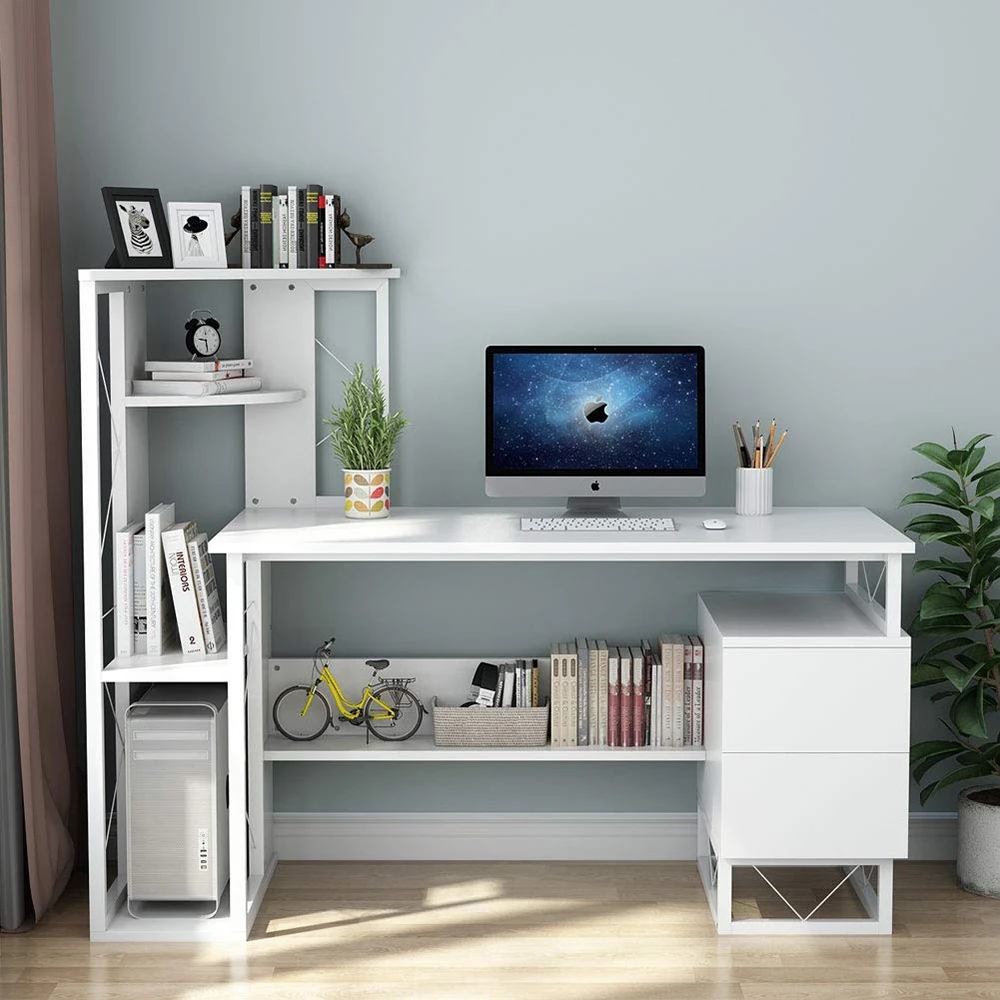 All White High Gloss Computer Desk - Perfect for Home Office