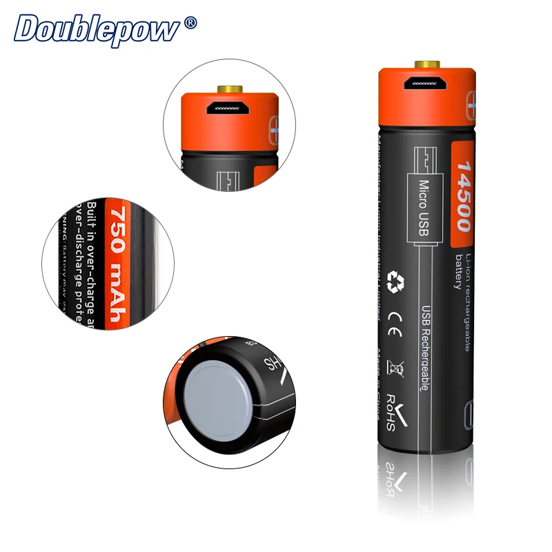 High Quality Doublepow Custom Rechargeable 3.7v 750mah 2.775wh 14500 ...