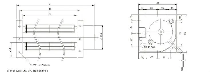 Crossflow Blower,Dc Tangential Blower Fan,40 X 350mm Crossflow Fan ...
